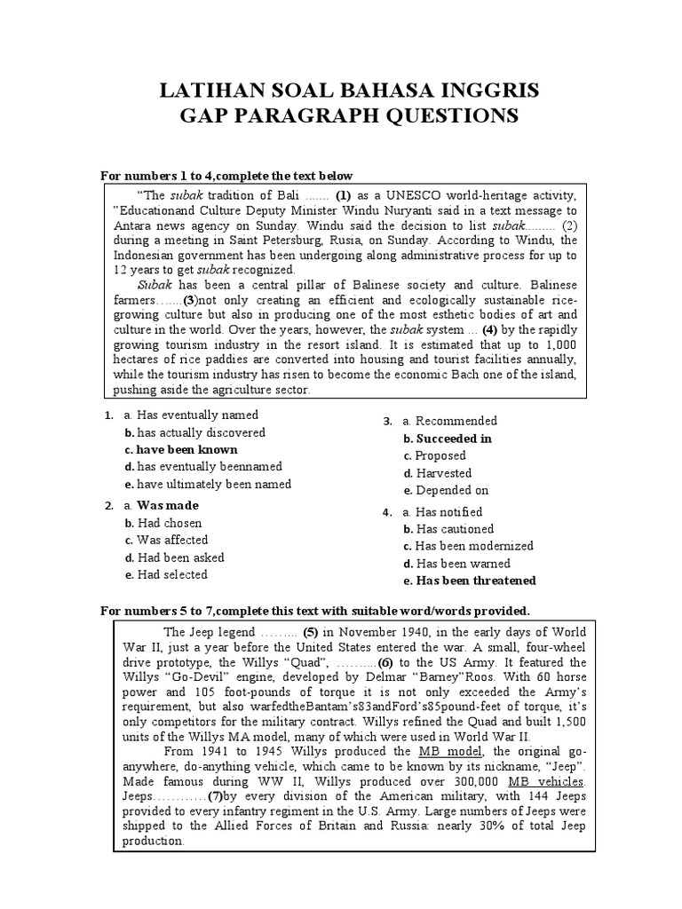 Latihan Soal Bahasa Inggris 2 + Jawaban | PDF