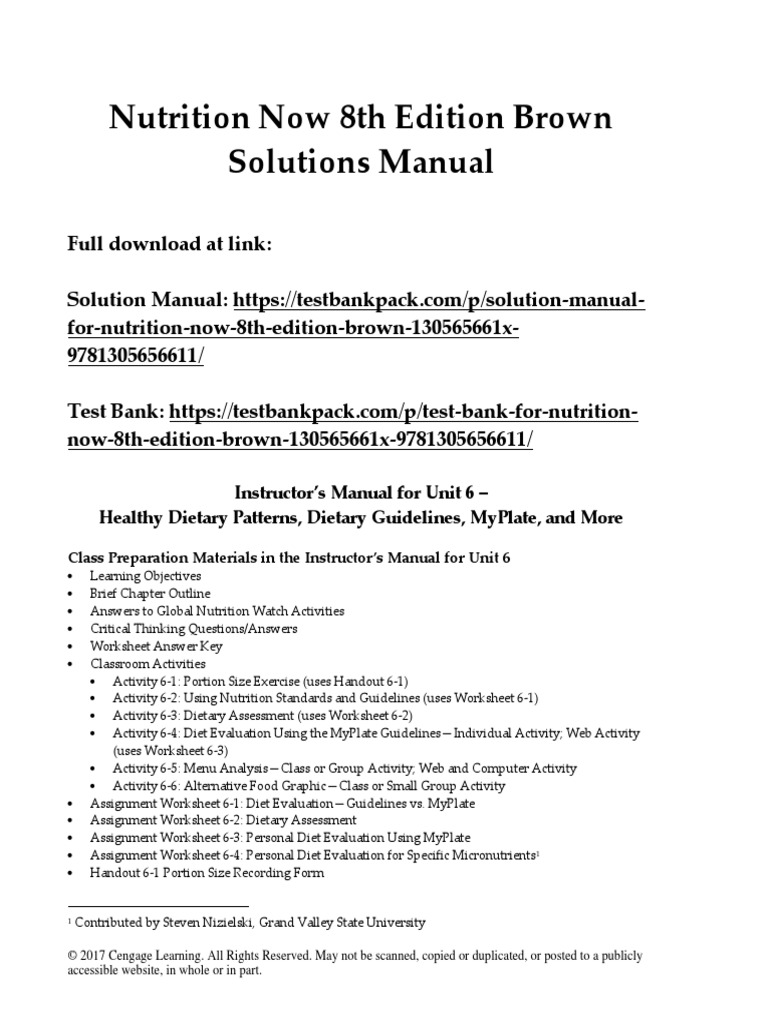 Nutrition Now 8th Edition Solutions Manual | PDF | Healthy Diet | Calorie
