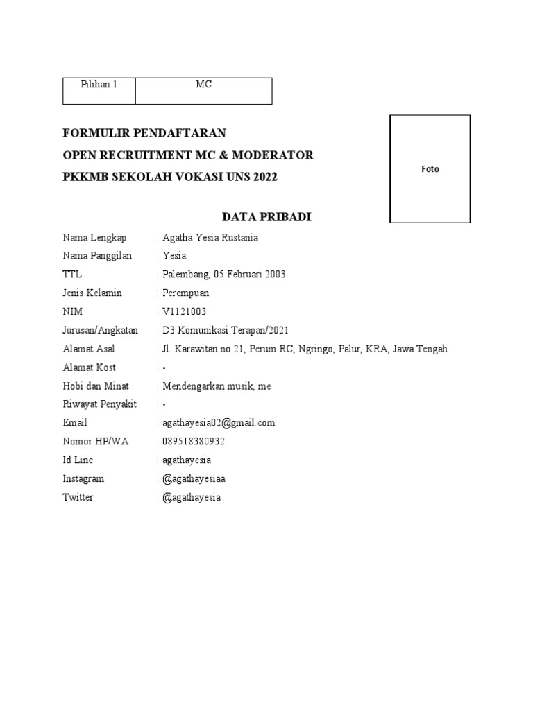 Form MC Dan Moderator | PDF