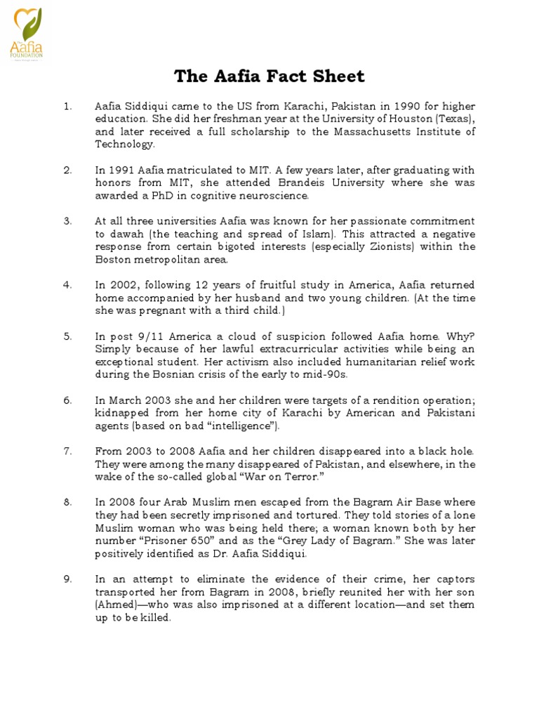 Aafia Fact Sheet | PDF
