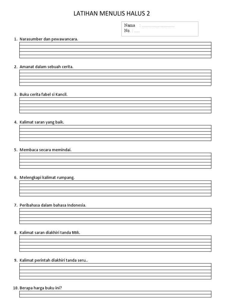 Latihan Menulis Halus 2 | PDF | Fiksi Umum