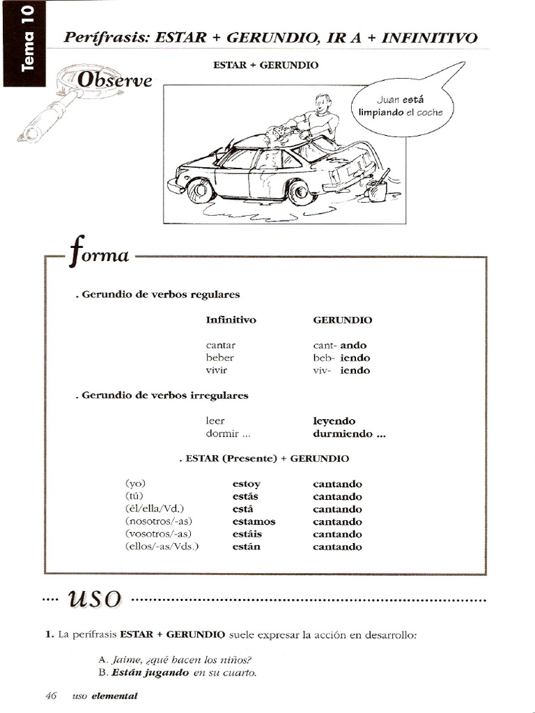 Tema 10 - Perífrasis. Estar + Gerundio - Ir A + Infinitivo | PDF