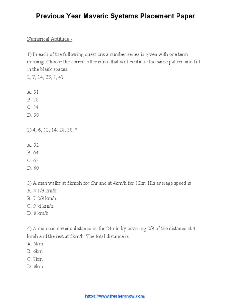Previous Year Maveric Systems Placement Paper | PDF