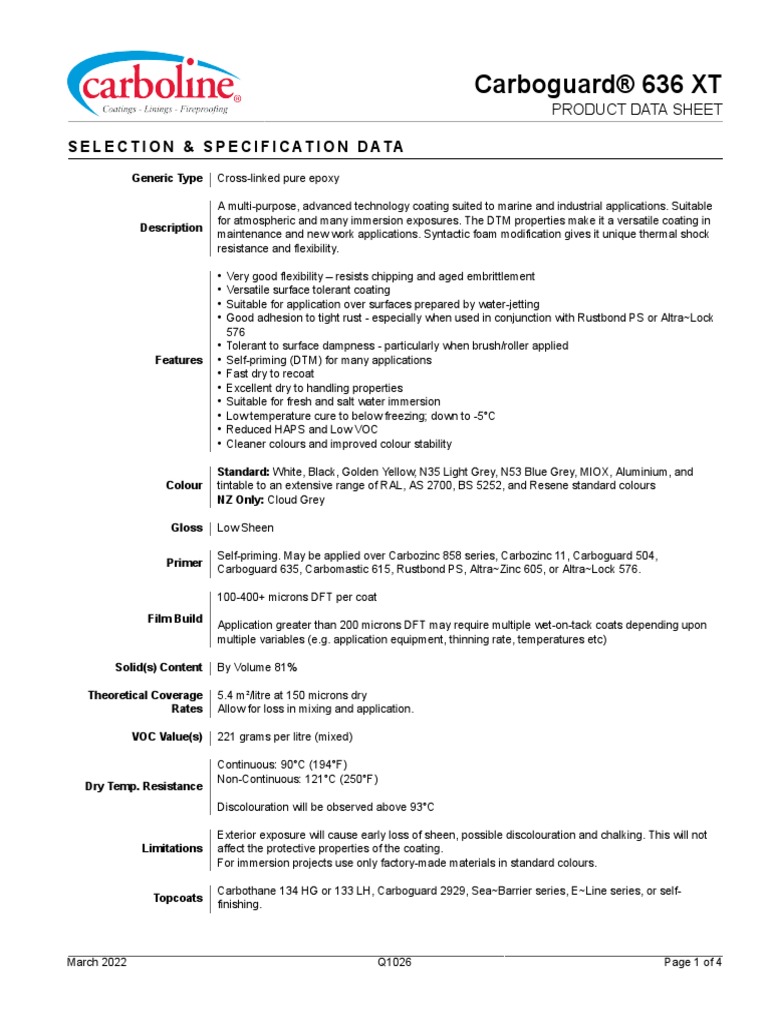 Carboguard 636 XT PDS | PDF