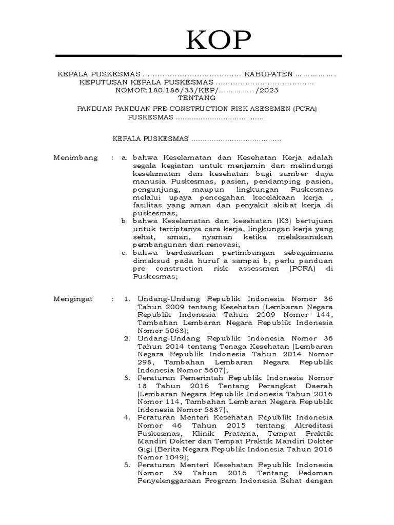 Panduan PCRA Puskesmas 2023 | PDF