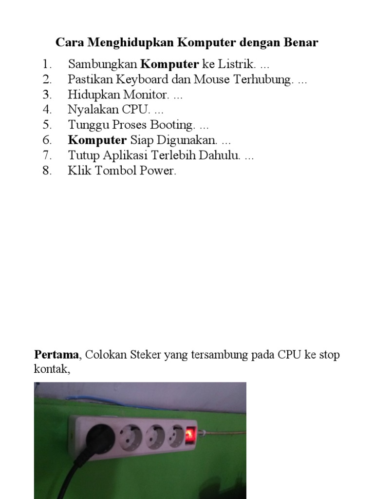 Cara Menghidupkan Komputer Dengan Benar | PDF