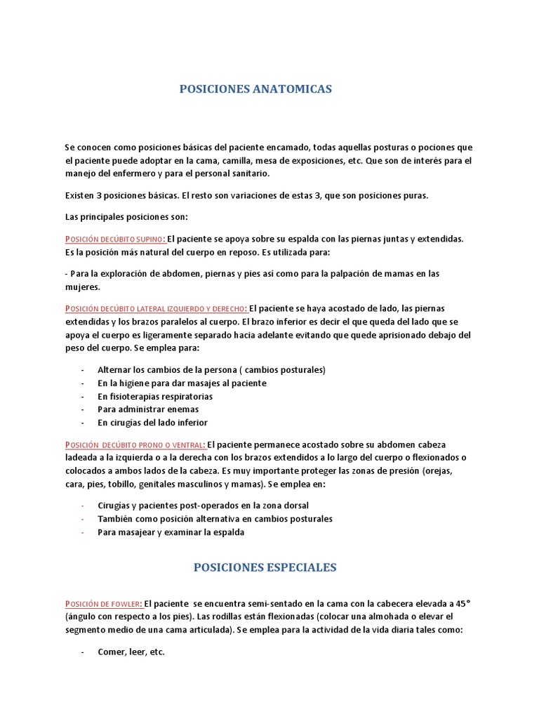 Posiciones Anatomicas Practicas de Enfermeria | PDF | Rodilla ...