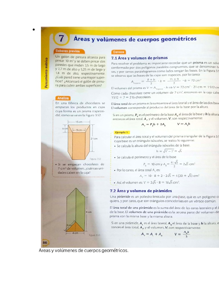 Areas y Volúmenes de Cuerpos Geométricos-1 | PDF