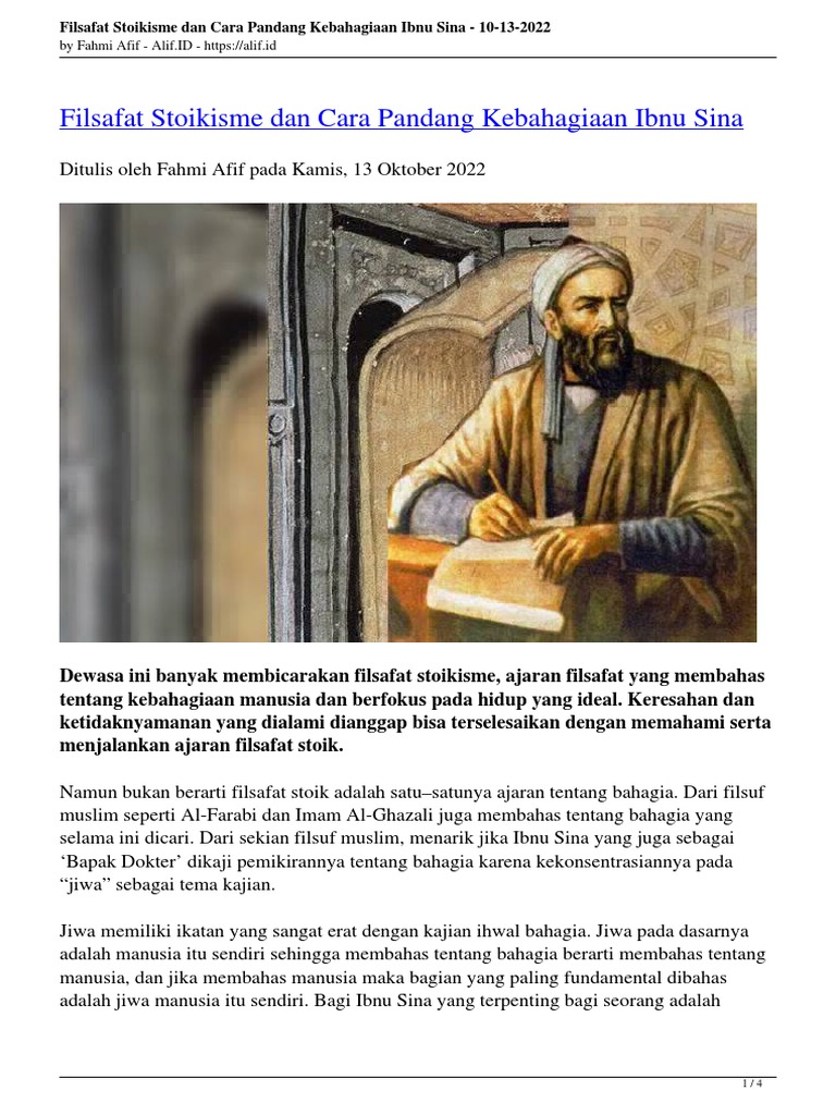 Filsafat Stoikisme Dan Cara Pandang Kebahagiaan Ibnu Sina | PDF ...