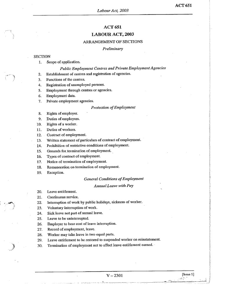 Labour Act 2003 (Act 651) | PDF
