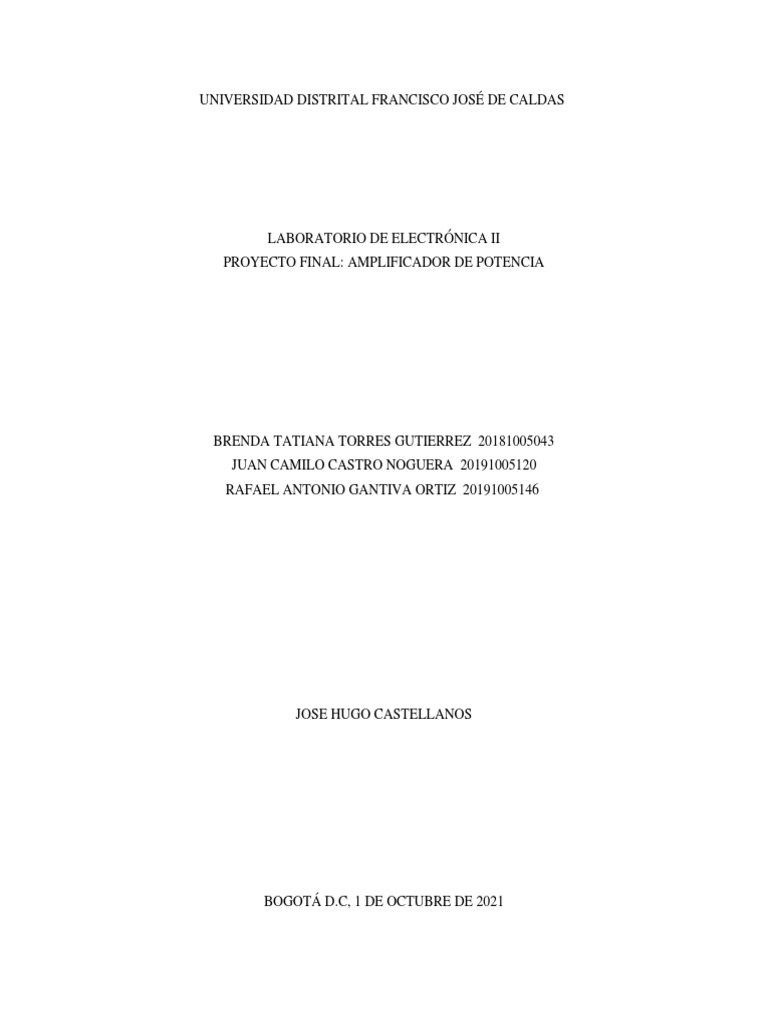 Proyecto Final Amplificador Clase B PDF Amplificador Altoparlante