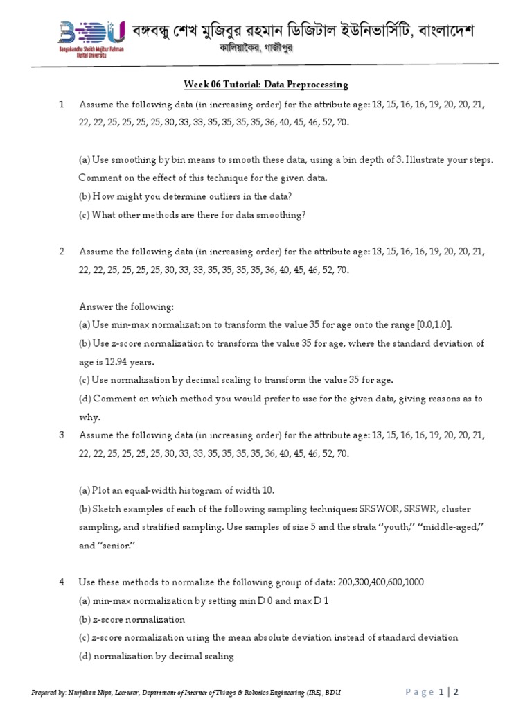 Tutorial Week 06 Data Preprocessing | PDF