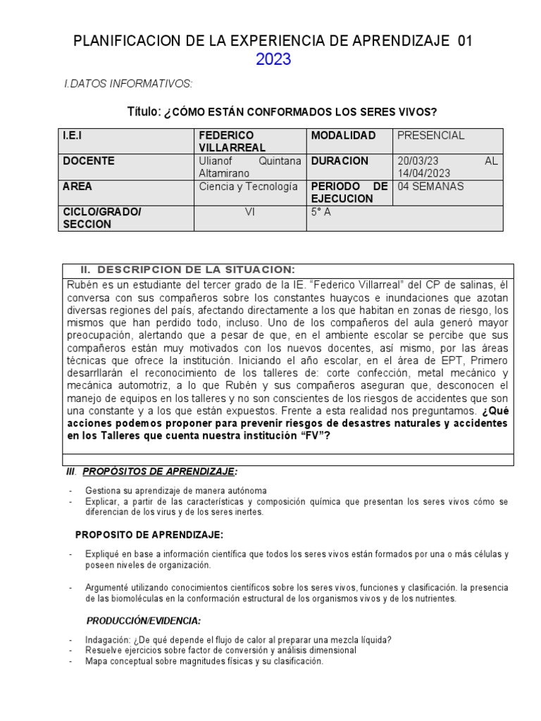 PLANIF-CYT 5°-EdA 01 | PDF | Ciencias sociales | Tecnología