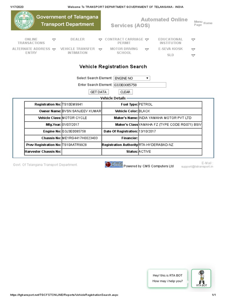 Welcome To TRANSPORT DEPARTMENT GOVERNMENT OF TELANGANA - INDIA | PDF
