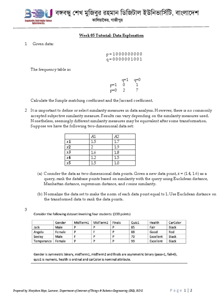 Tutorial Week 05 Data Exploration | PDF