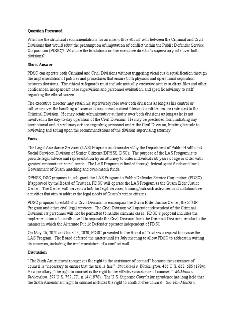 Ethical Walls Memo | PDF