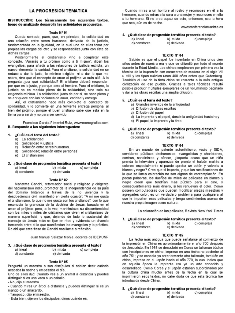 Análisis de Textos y Progresión Temática | PDF