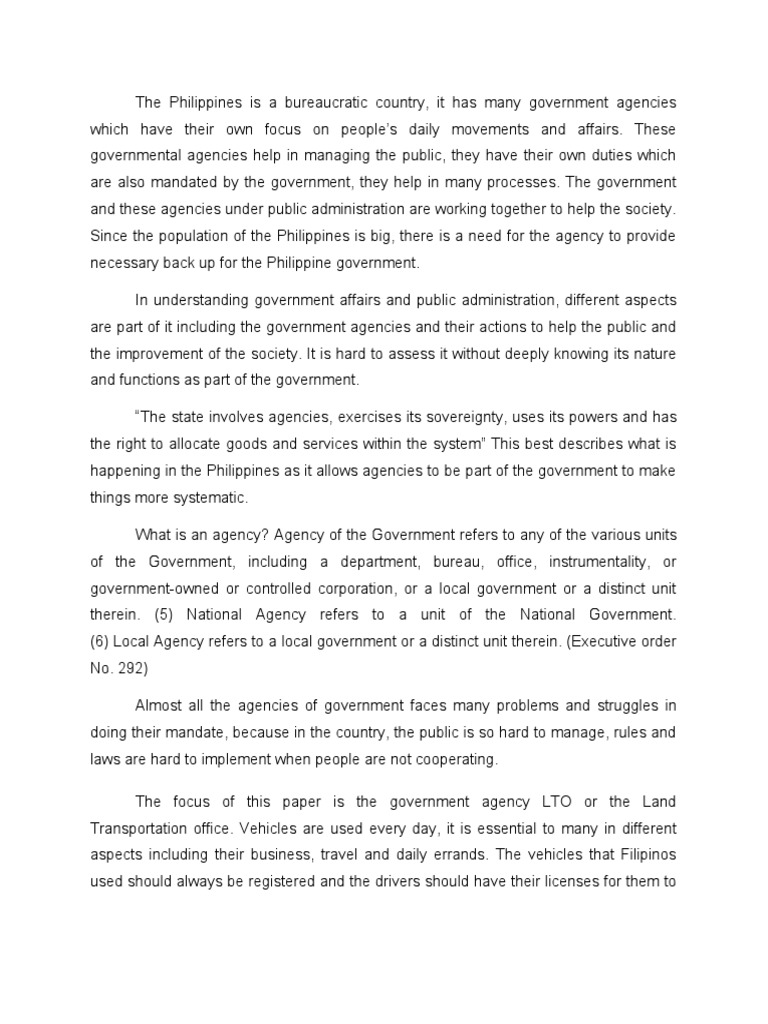 The Philippines Is A Bureaucratic Country | PDF | Government | Transport