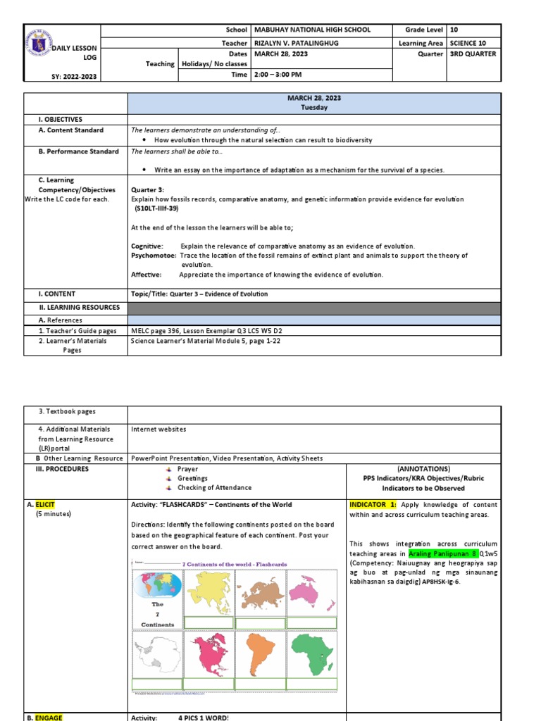 Final Cot For Opcr | PDF