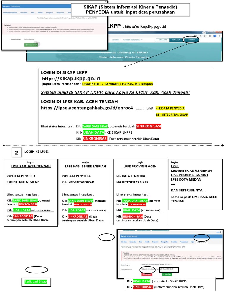 Panduan Login dan Sinkronisasi SIKAP LKPP | PDF