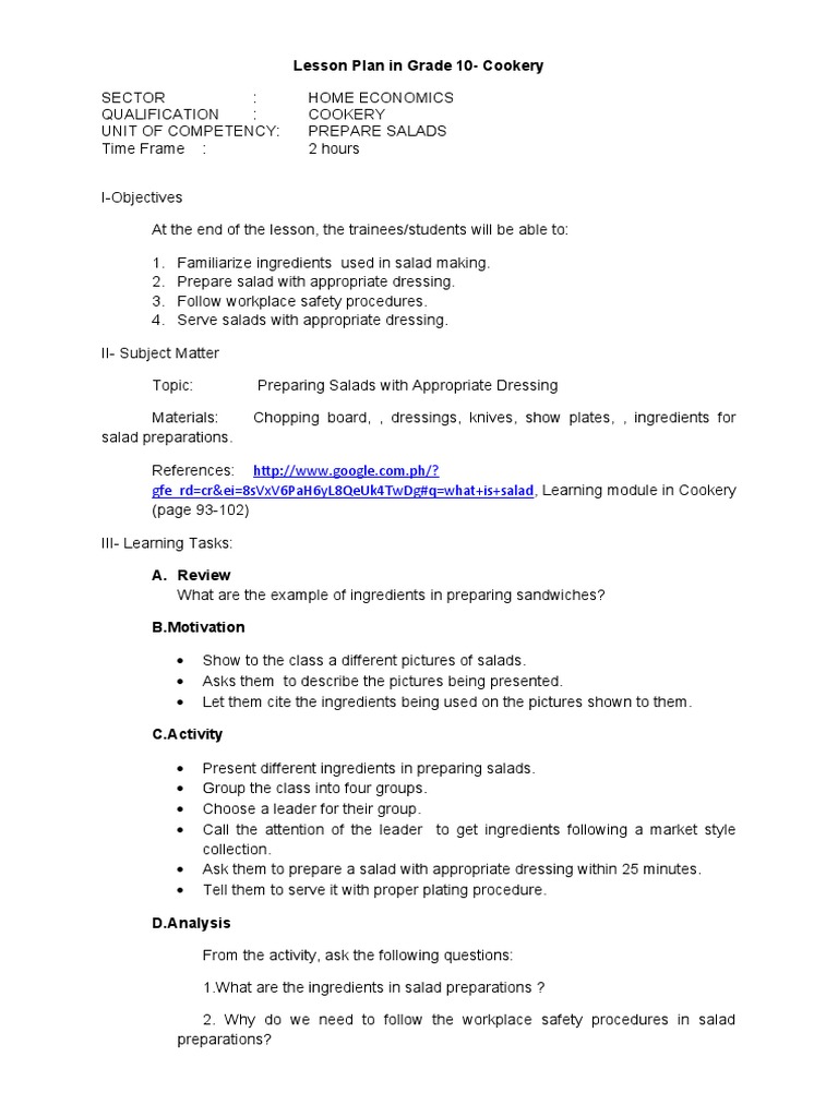 Lesson Plan in Grade 10 | PDF