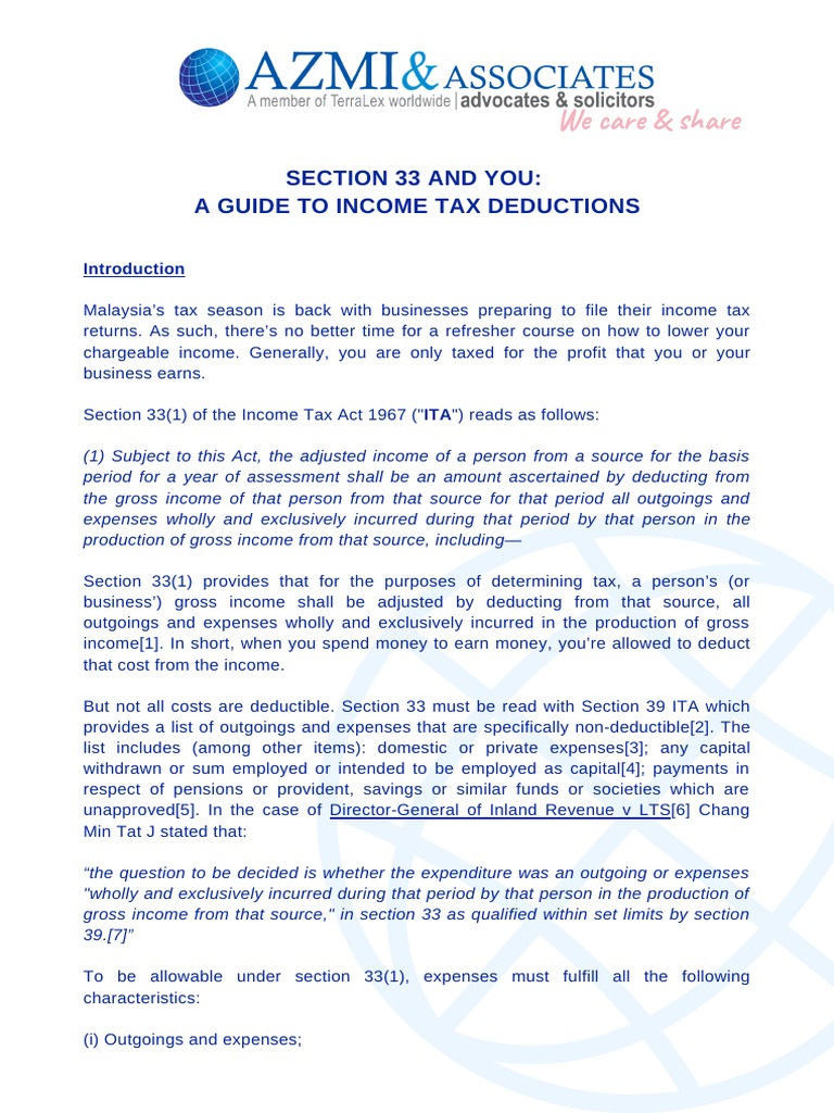 31 Section 33 and You A Guide To Income Tax Deductions | PDF