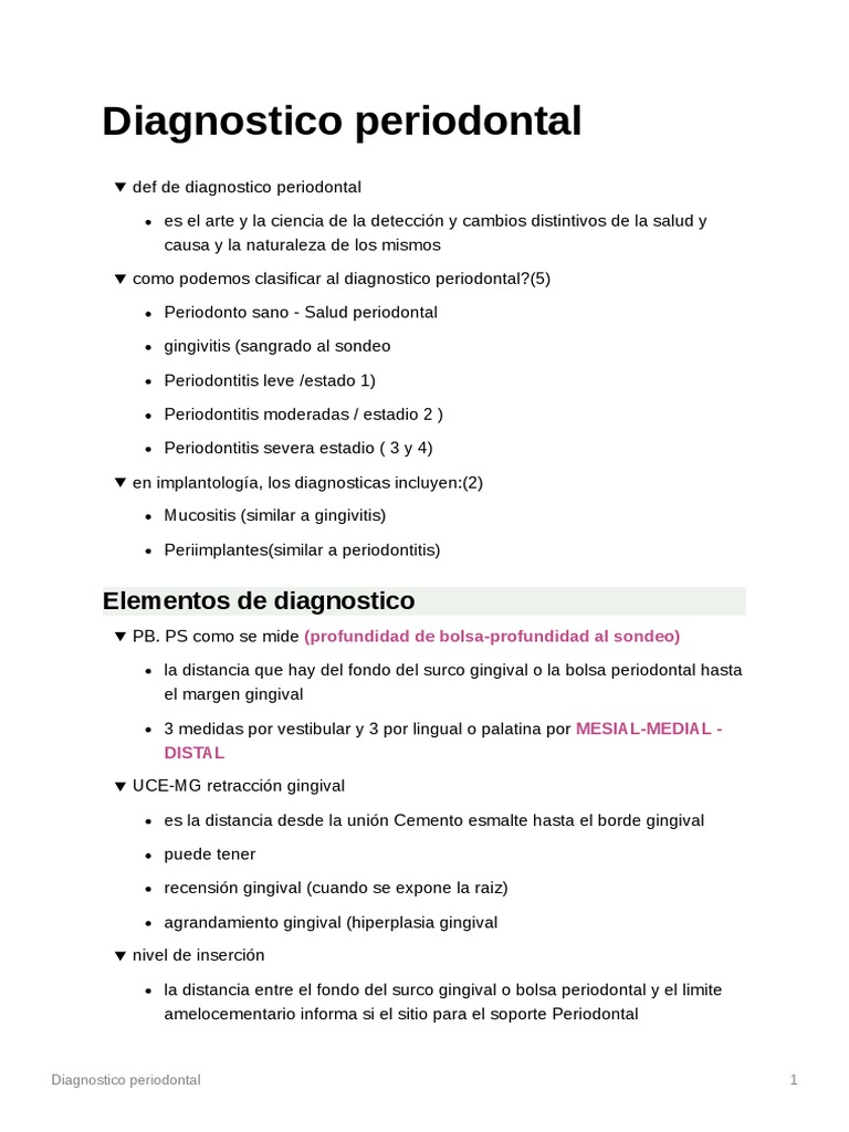 Diagnóstico Periodontal | PDF | Odontología | Especialidades Medicas
