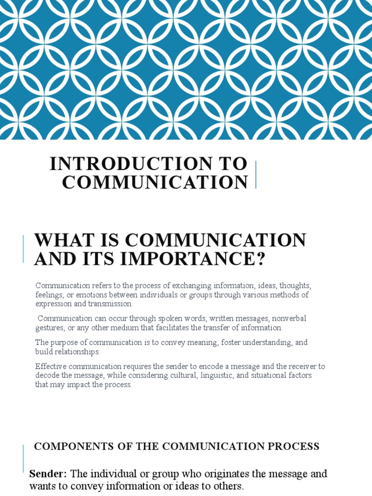 Introduction To Communication | PDF