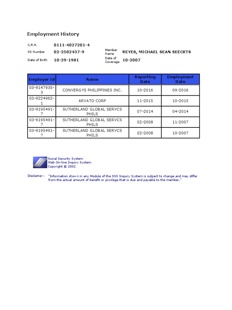 Employment History | PDF