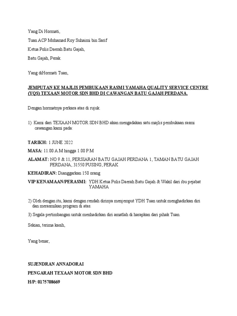 Surat Jemputan Ydh Acp | PDF