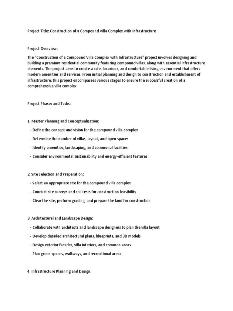 Construction of A Compound Villa Complex With Infrastructure | PDF