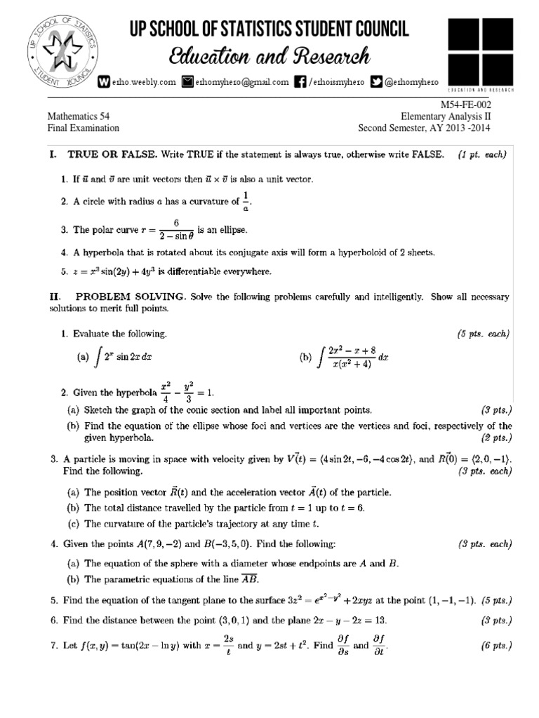 Math 22 Finals Samplex 2 | PDF