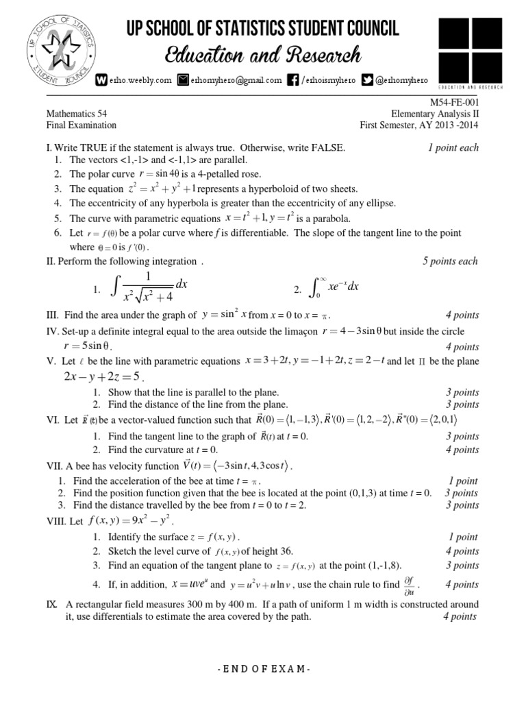 Math 22 Finals Samplex 1 | PDF