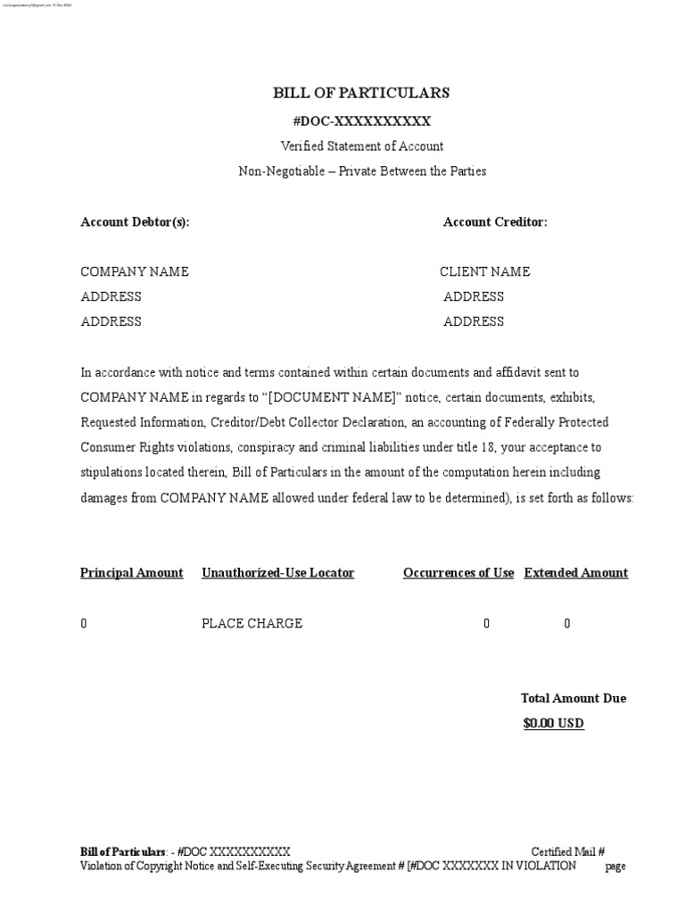 Bill of Particulars TEMPLATE76 | PDF