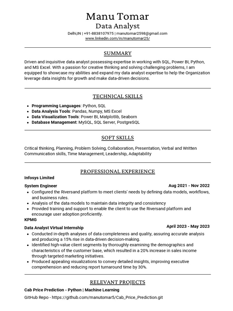 Manu - Tomar - Data Analyst | PDF | Data Analysis | Data