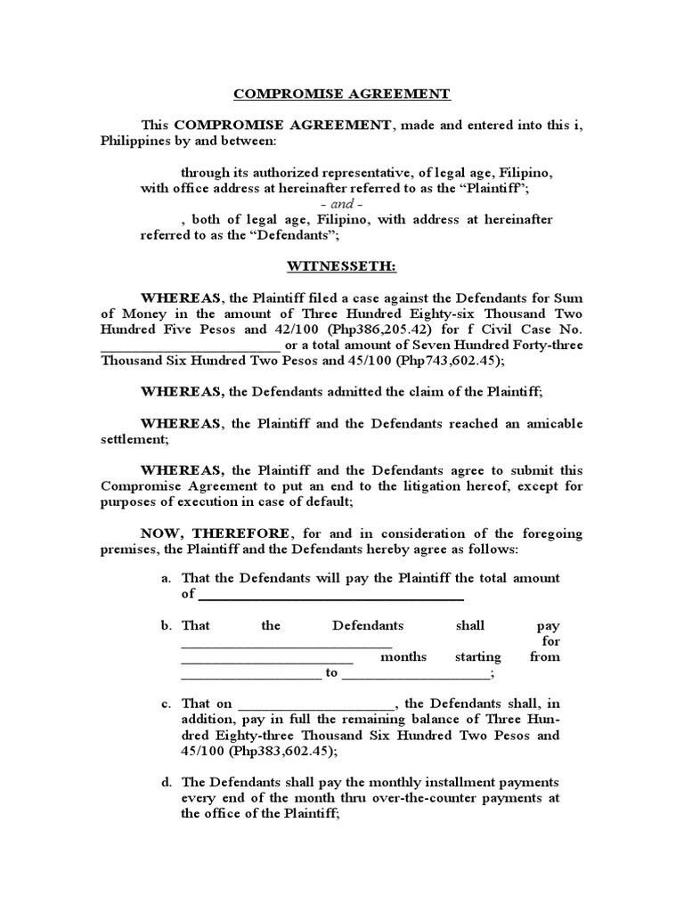 Compromise Agreement | PDF | Lawsuit | Justice