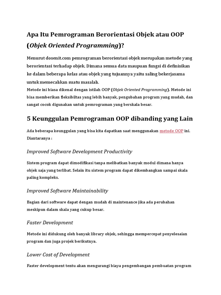 Pemrograman OOP | PDF | Seni | Komputer
