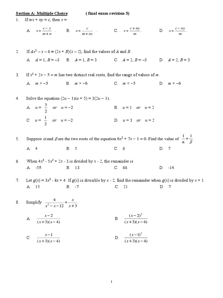 S4-Final Exam - Revision 3 | PDF