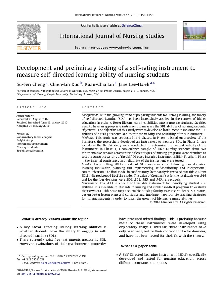Development and Preliminary Testing of A Self-Rating Instrument To J ...