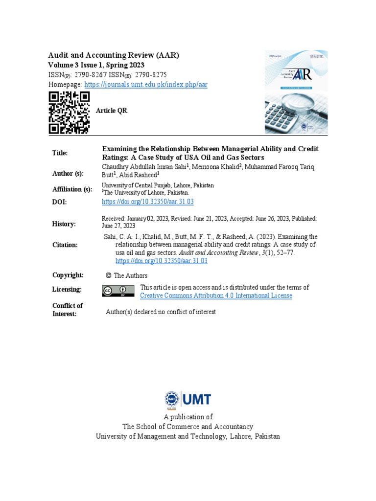 Examining The Relationship Between Managerial Ability and Credit ...