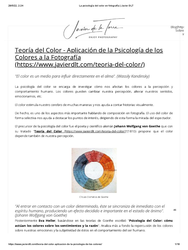 La Psicología Del Color en Fotografía - Javier DLT | PDF | Color ...