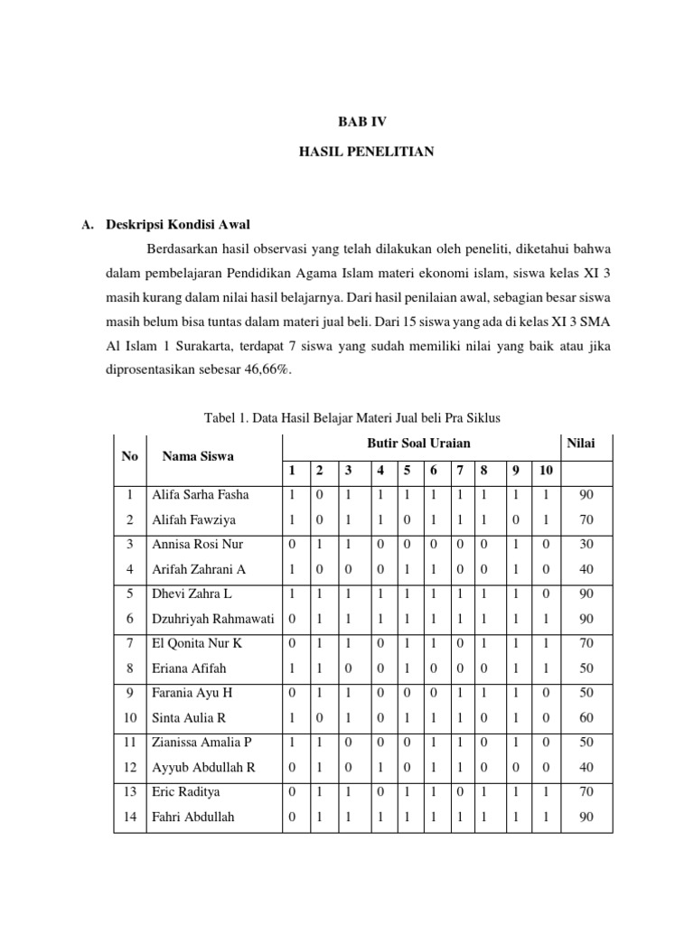 Contoh PTK Pak Erwin Pra - Siklus 1 | PDF