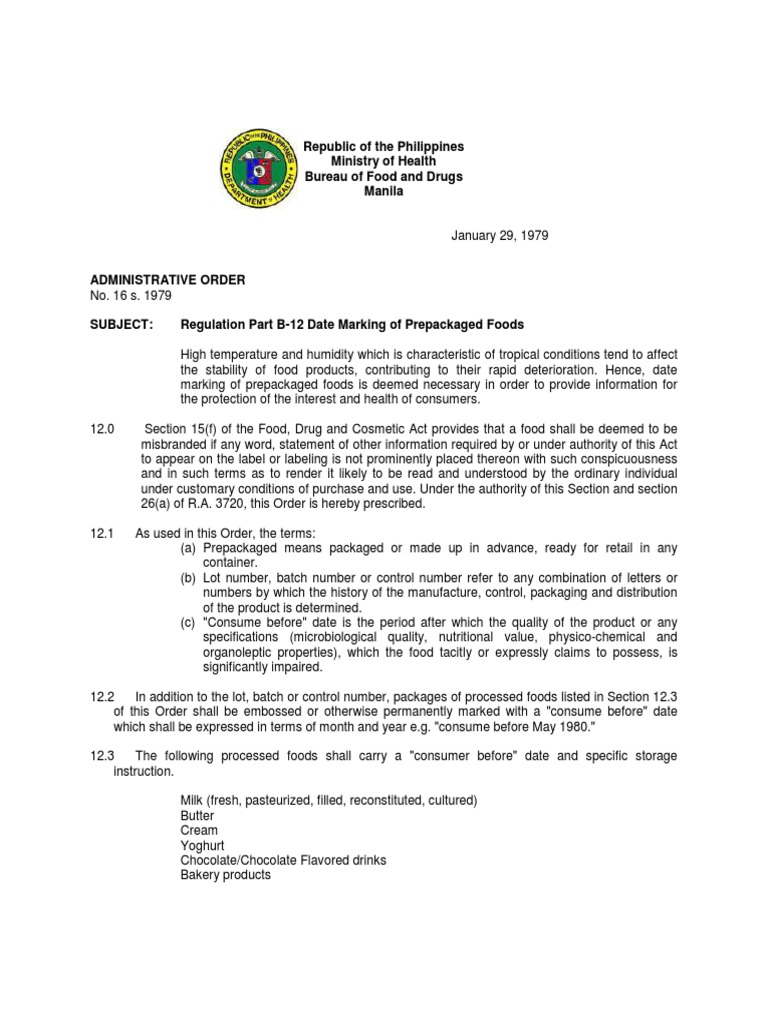 Date Marking Regulations for Foods | PDF | Convenience Food | Chocolate
