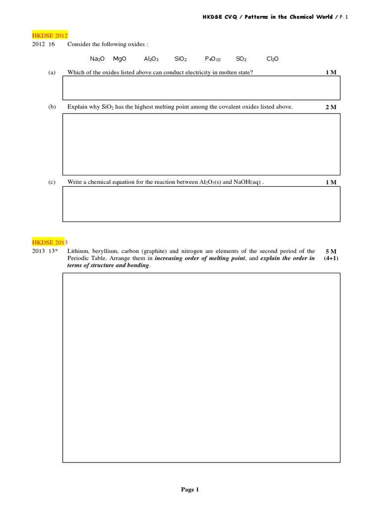 PP Patterns in The Chemical World CV Q (SP) | PDF