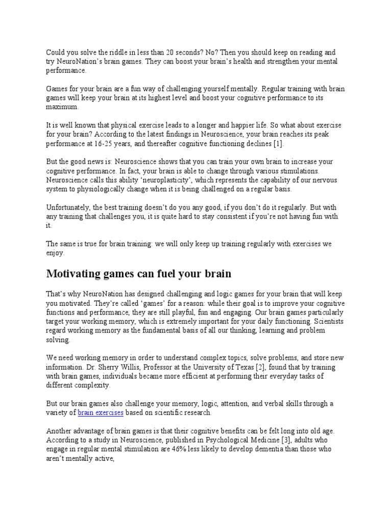 Challenge Your Brain | PDF | Working Memory | Memory