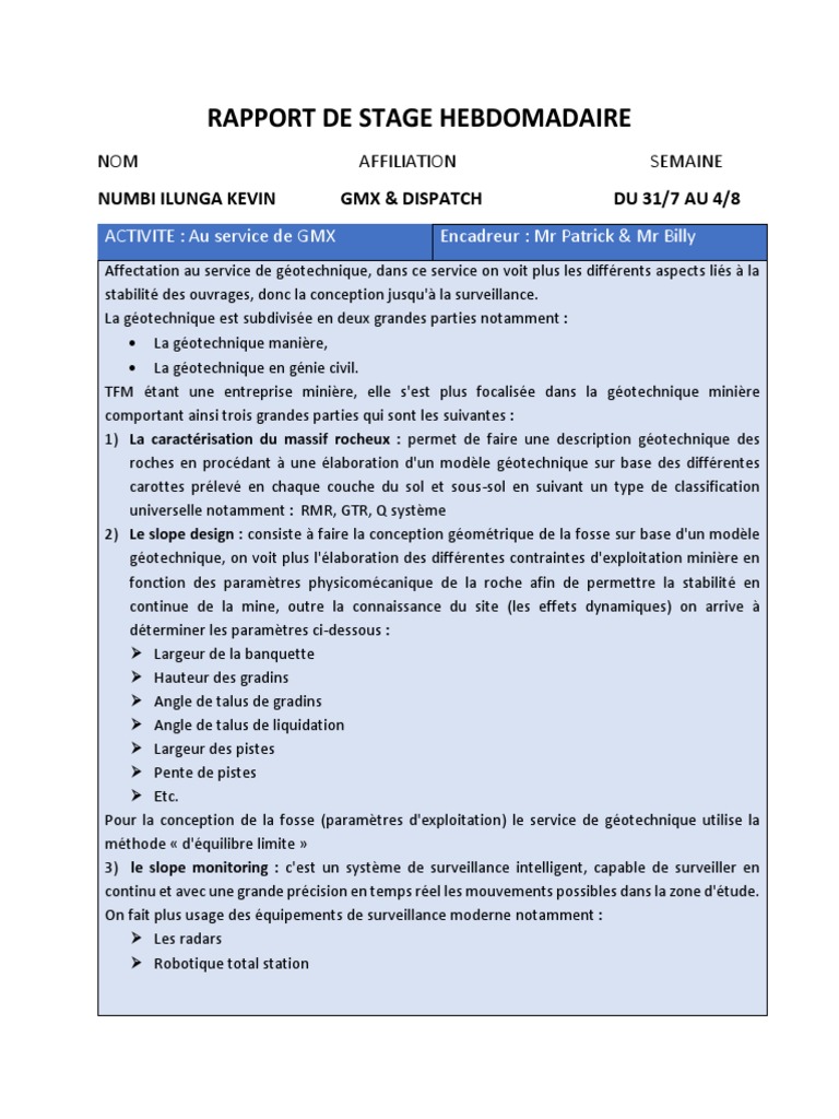 Rapport de Stage Hebdomadaire | PDF | Ordinateurs