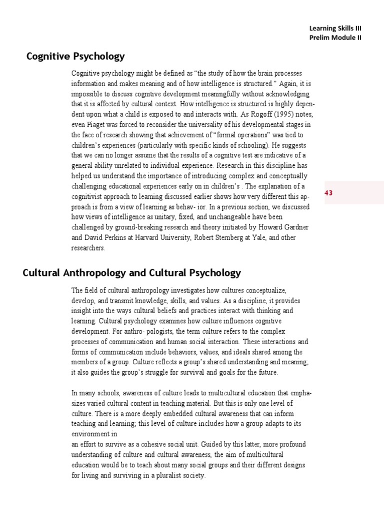 Cognitive Psychology Ls 3 Prelim Module III | PDF | Sociology ...