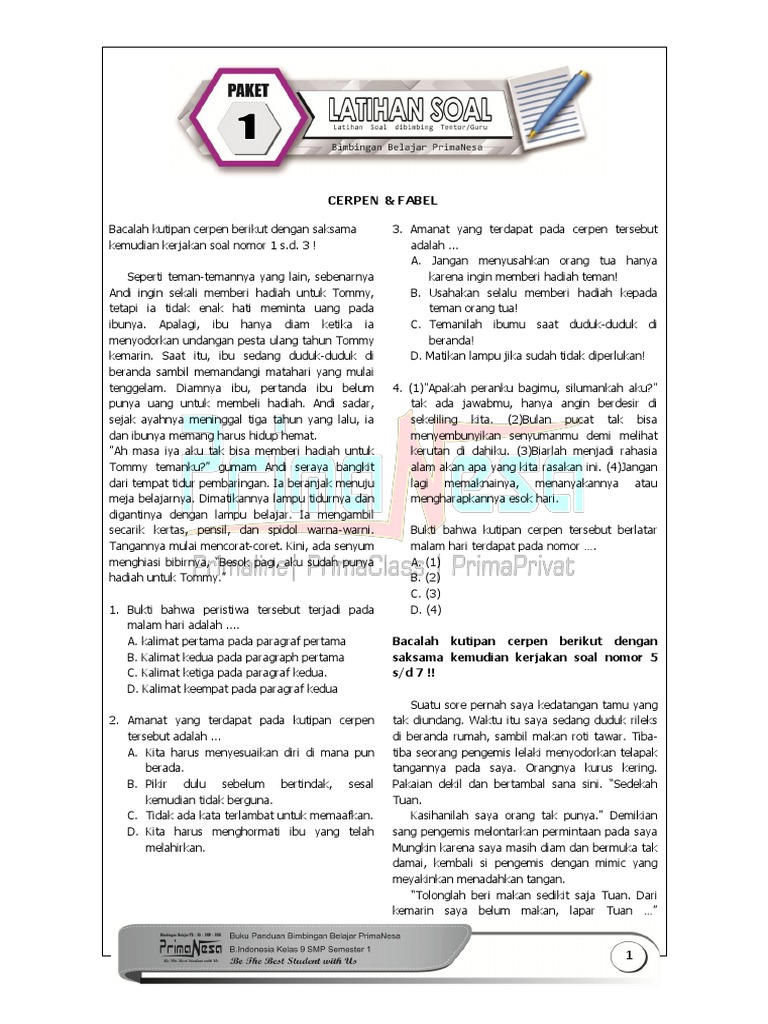 5 Latihan Soal Cerpen & Fabel | PDF