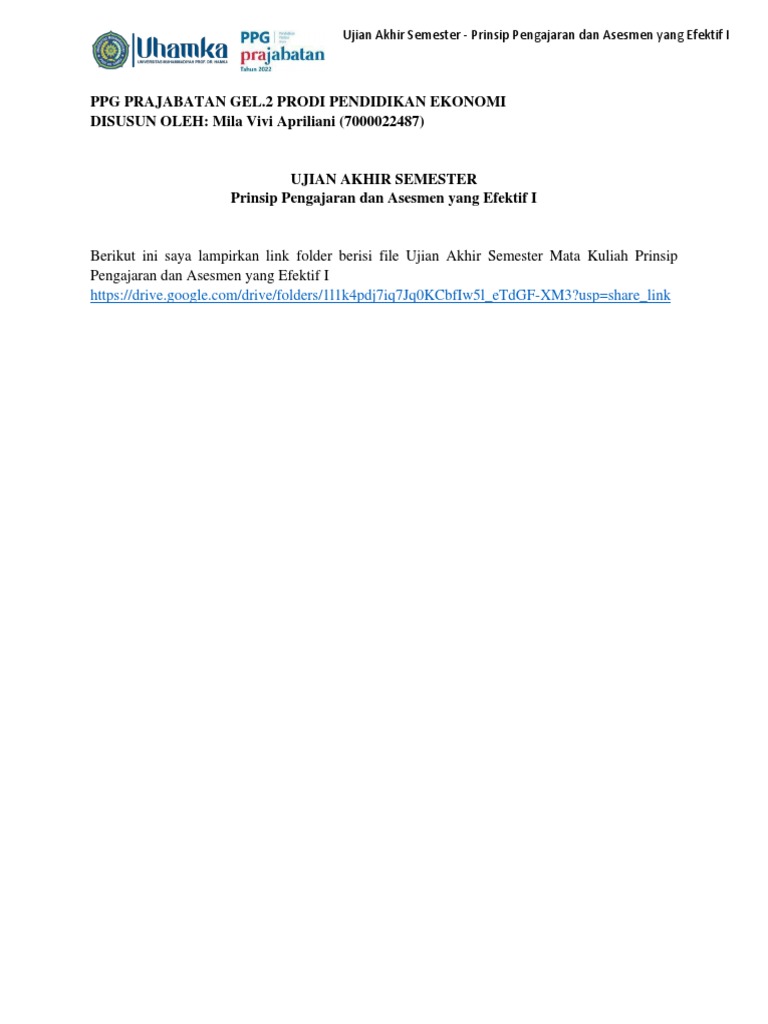 Link UAS Prinsip Pengajaran Dan Asesmen Yang Efektif I | PDF | Karier & Perkembangan | Bisnis