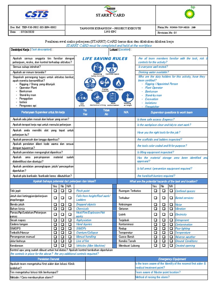 Appendix 5. STARRT Card (Rev.05) - New | PDF